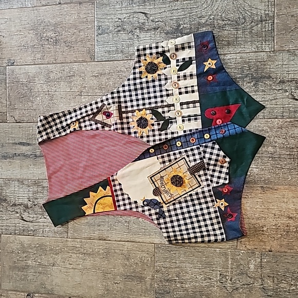Handmade | Jackets & Coats | Vintage Handmade Sunflower Check Vest ...
